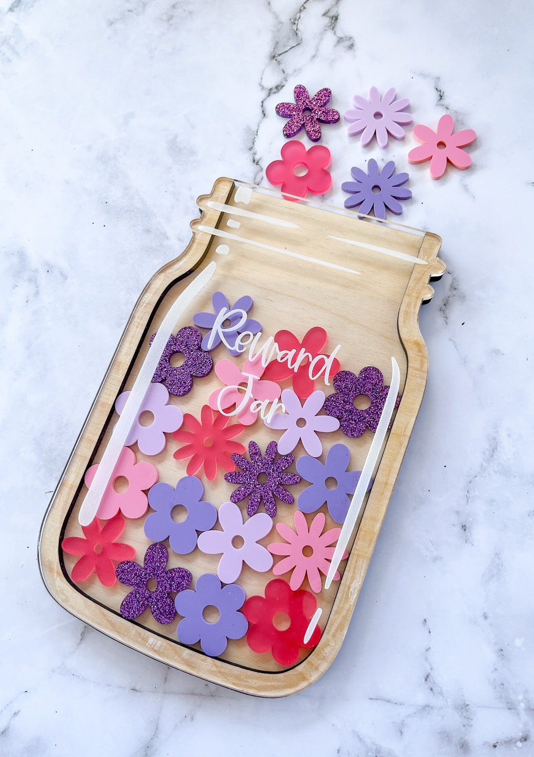 Daisy Reward Jar With Tokens Personalized Kids Reward Jar - Etsy