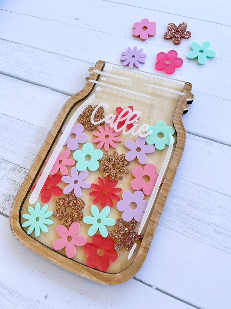 Daisy Reward Jar With Tokens Personalized Kids Reward Jar - Etsy