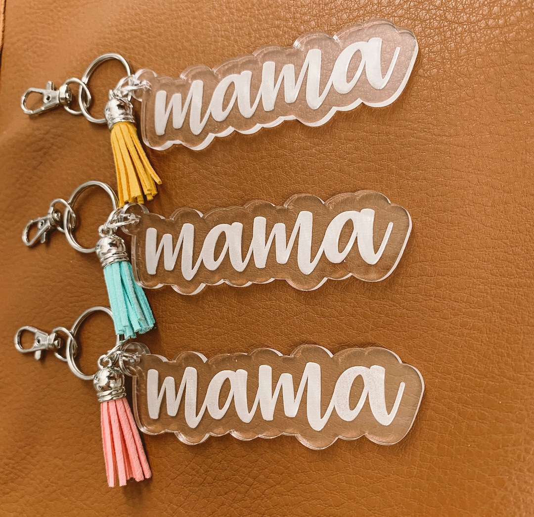 Mama Keychain With Tassel, Acrylic Mama Keychain, Mom Keychain, Mother ...