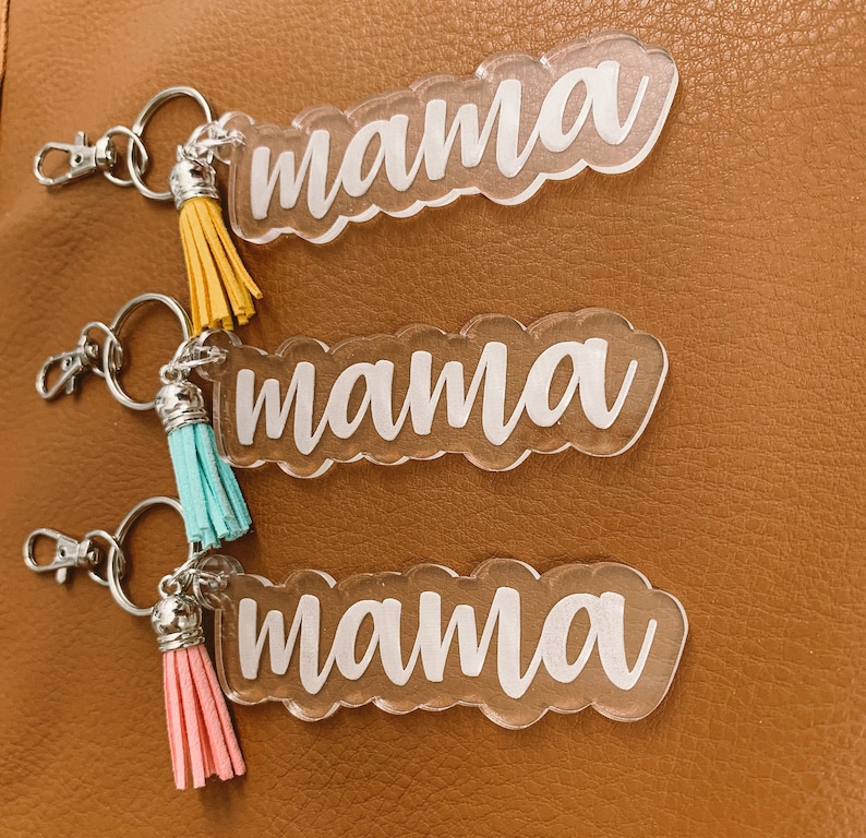 Mama Keychain With Tassel Acrylic Mama Keychain Mom - Etsy
