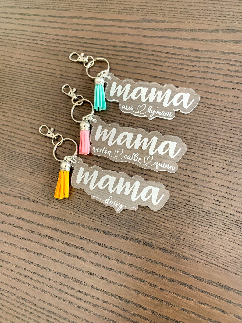 Mama Keychain With Kids Name Mama Keychain Customized Mom - Etsy