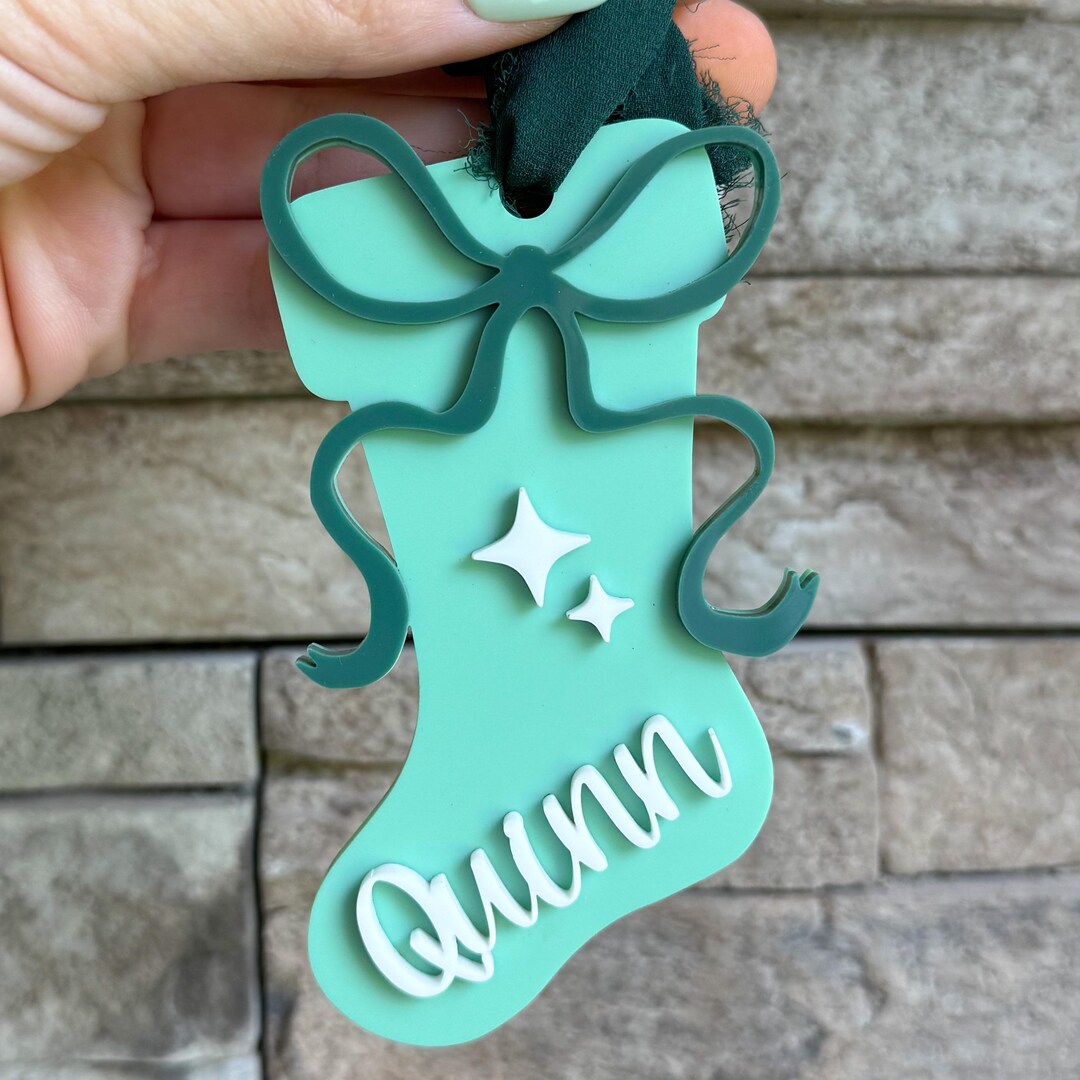 Personalized Stocking Ornament, Stocking Tags, Girls Christmas Ornament ...