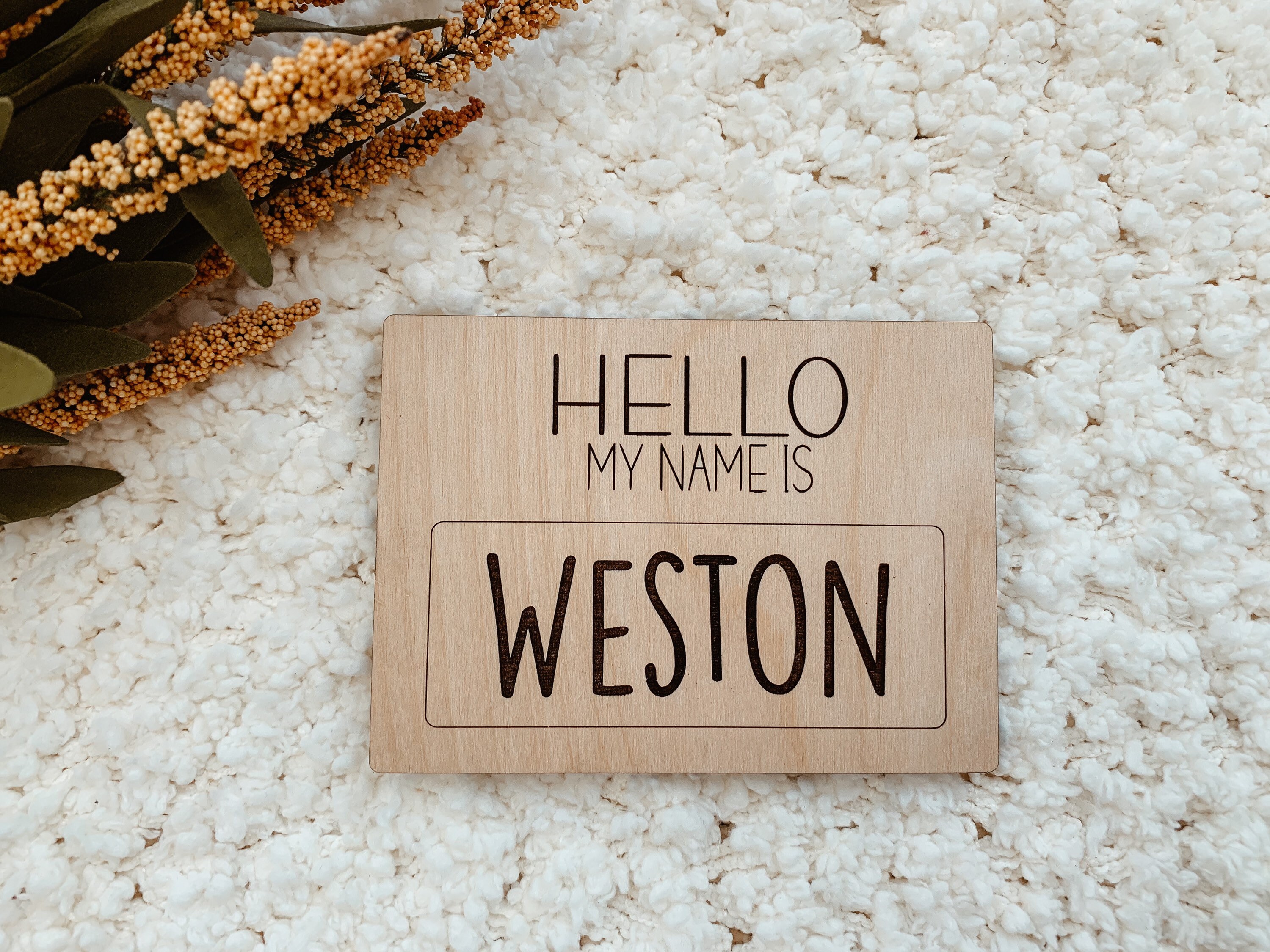 Hello my name is sign birth announcement baby name | Etsy