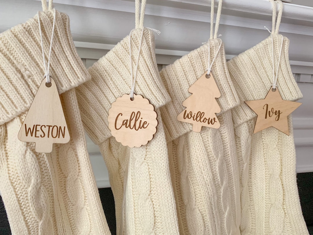 Personalized Christmas Stocking Tags, Kids Stocking Name Tags, Stocking ...