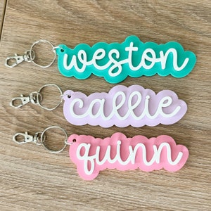 Backpack Name Keychain, 3d Name Keychain, Name Keychain, Acrylic Name ...