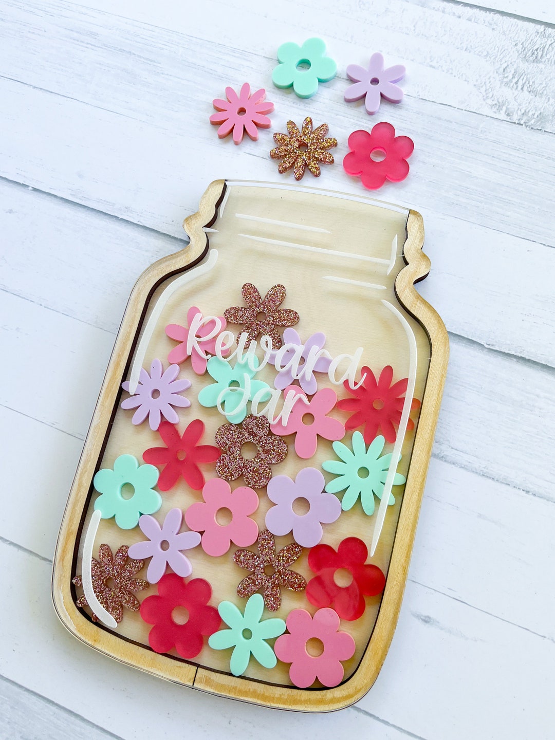 Daisy Reward Jar With Tokens, Personalized Kids Reward Jar, Classroom ...