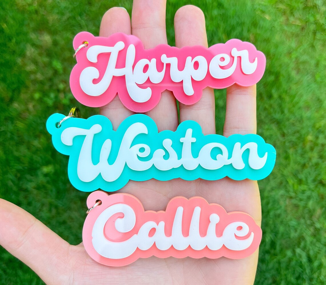 Backpack Name Keychain 3d Name Keychain Name Keychain - Etsy