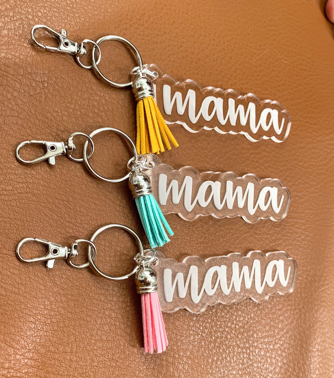 Mama keychain with tassel acrylic mama keychain mom | Etsy