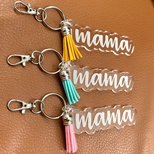 Mama Keychain With Tassel, Acrylic Mama Keychain, Mom Keychain, Mother ...