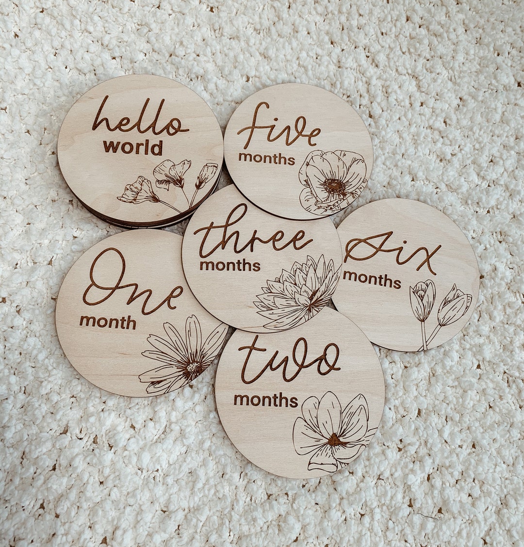Baby Monthly Milestone Markers, Baby Milestone Cards, Wood Milestone ...