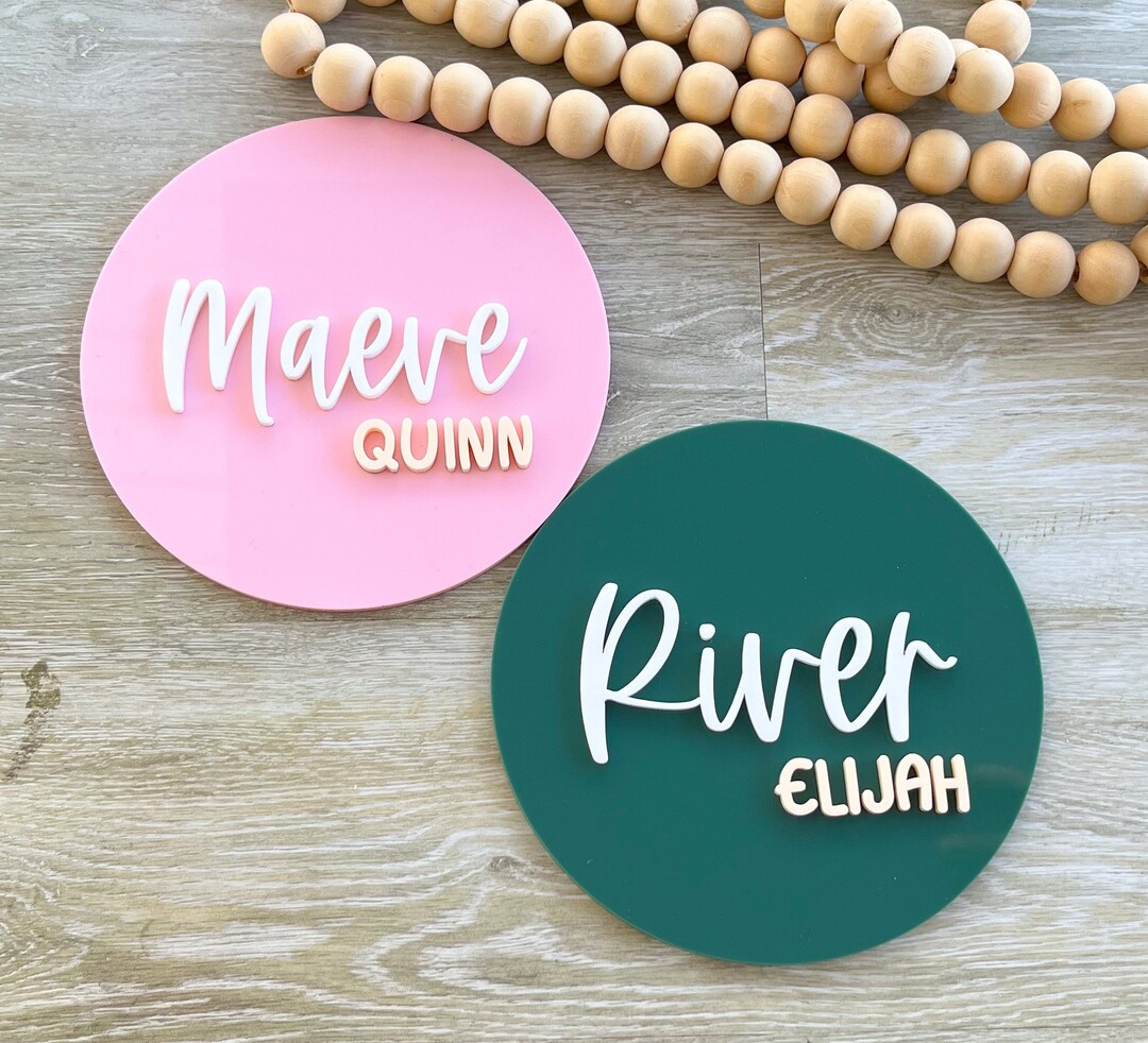 3D Colored Acrylic Baby Name Sign, Hospital Name Birth Announcement ...