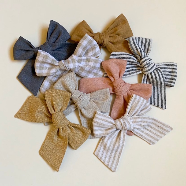Linen bow linen bow headband girls linen bow linen hair | Etsy