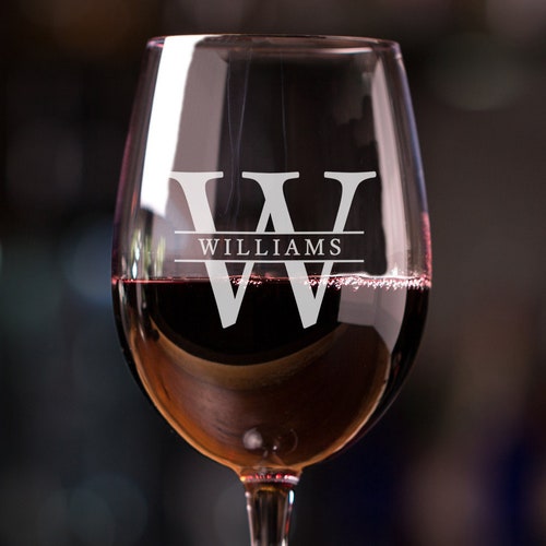 Monogram Wine Glass Engraved Wine Glass Personalized Wedding - Etsy