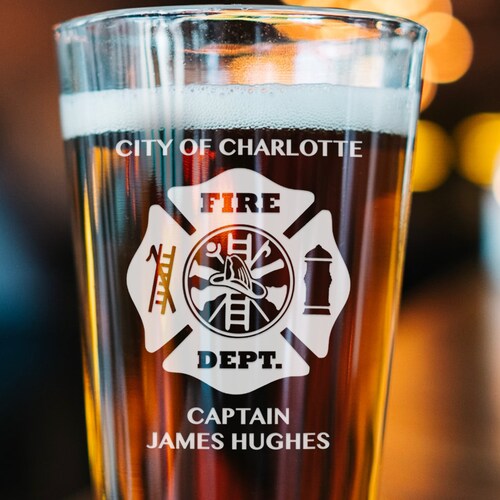 Firefighter Beer Glass Fireman Gift Engraved Pint Glass - Etsy