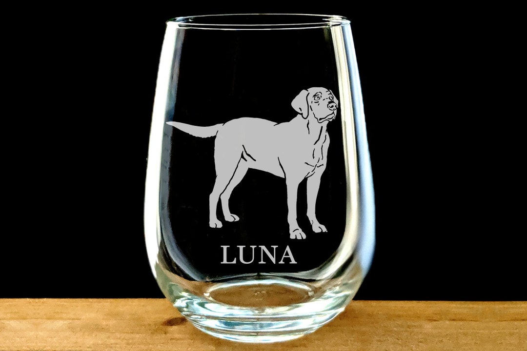 Labrador Stemless Wine Glass, Etched Wine Glass, Love My Lab, Dog Lover ...