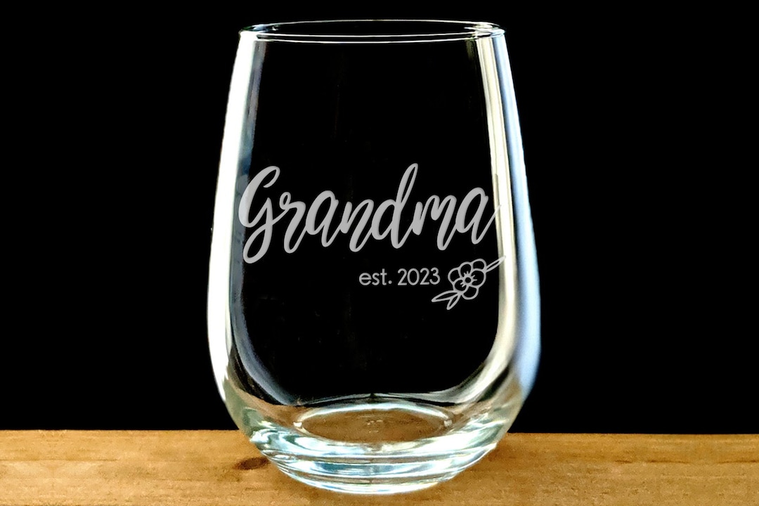 Grandma Wine Glass, Etched Stemless Wine Glass, Mother's Day Gift - Etsy