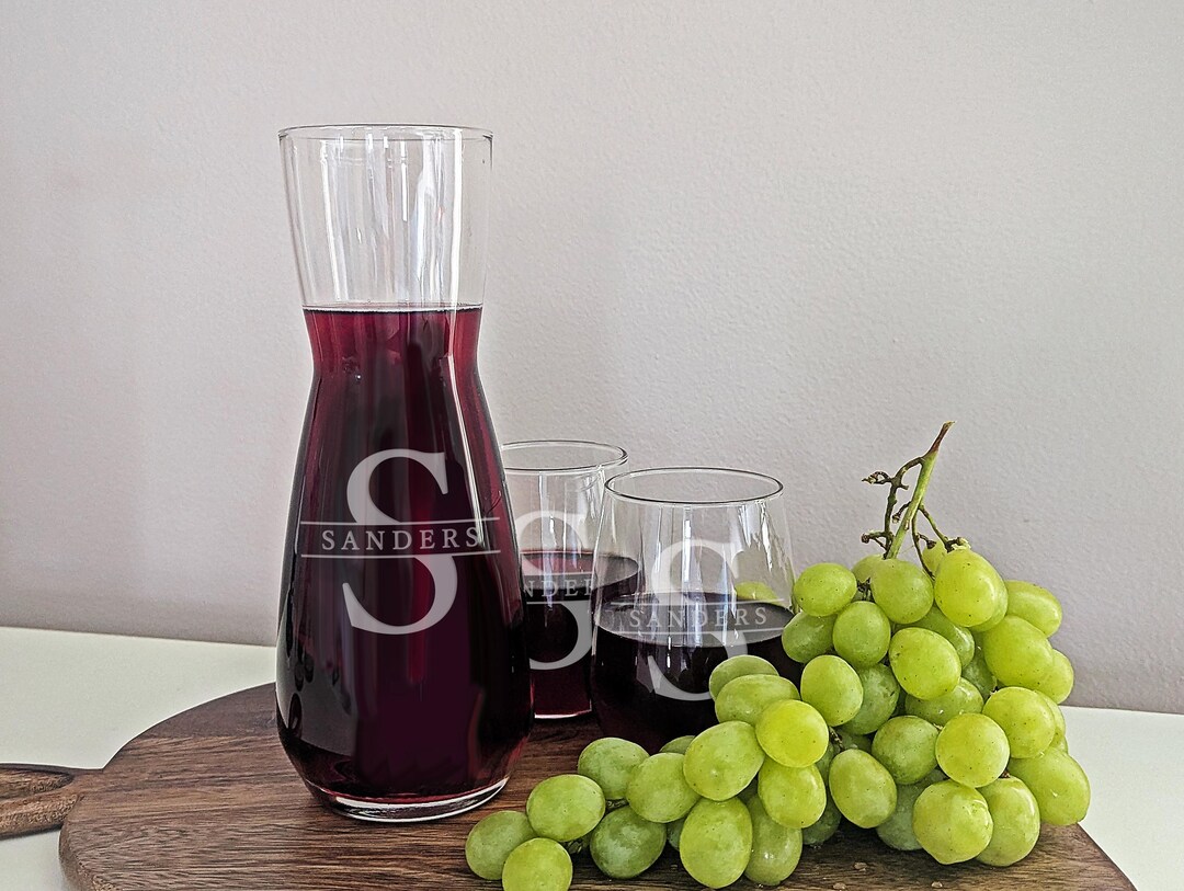 Wine Decanter Set, Engraved Monogram Wine Carafe and Glasses - Etsy
