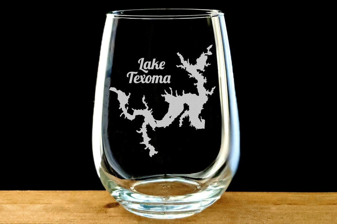 Lake Texoma Map Wine Glass - Engraved Texas Lake Gift - Etsy