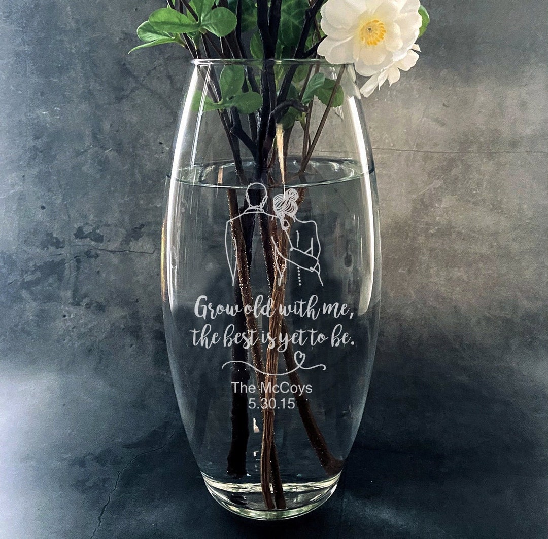Wedding Gift Glass Vase - Custom Anniversary Engraved Vase - Gift for ...