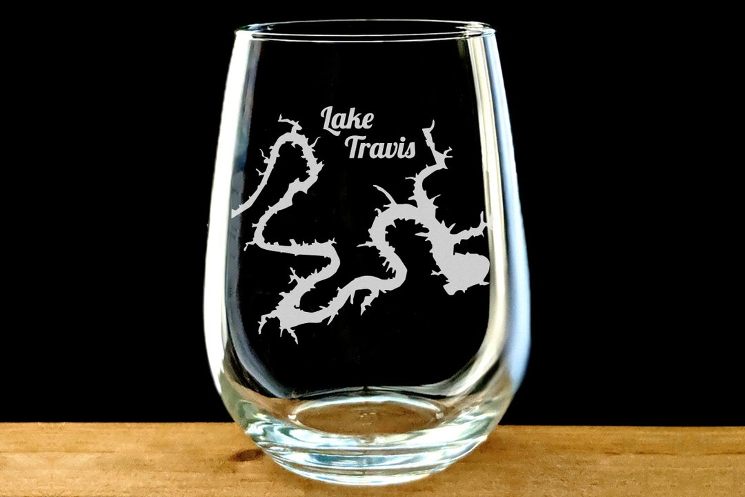Engraved Lake Travis Map Wine Glass - Texas Gift - Etsy