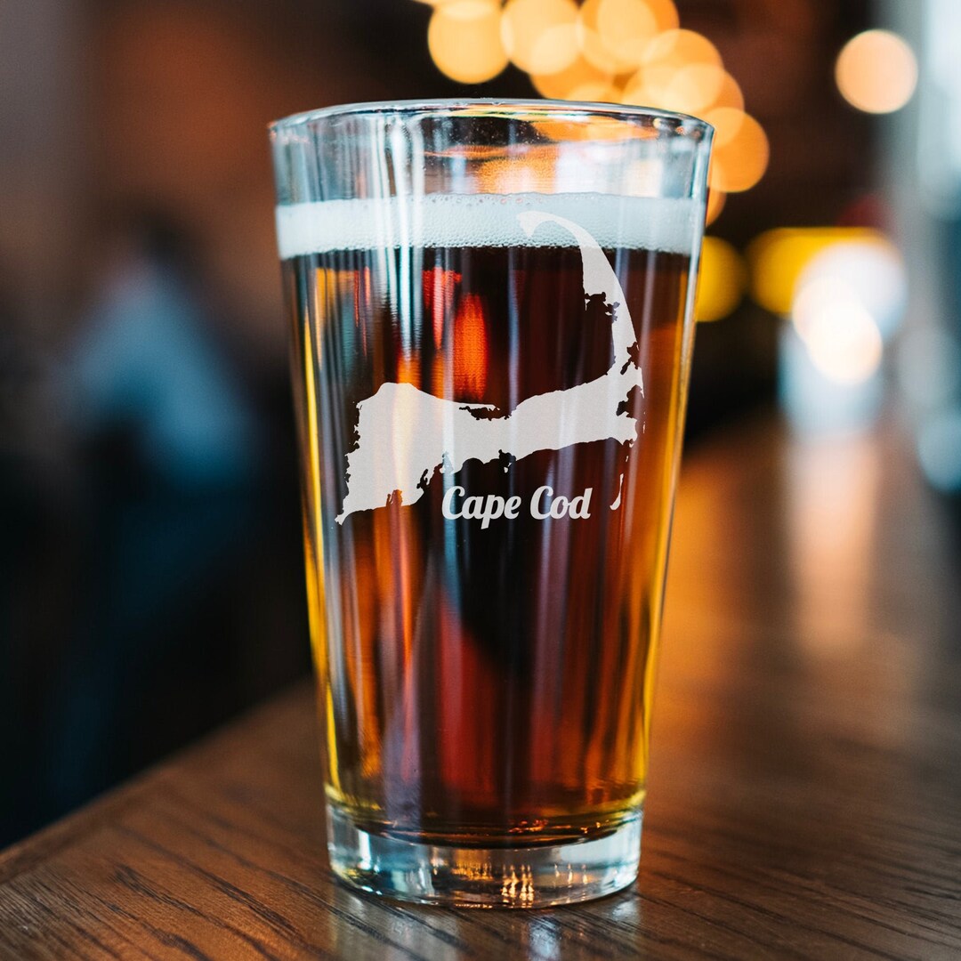 Engraved Cape Cod Map Pint Glass - 16 Oz Beer Glass - Etsy