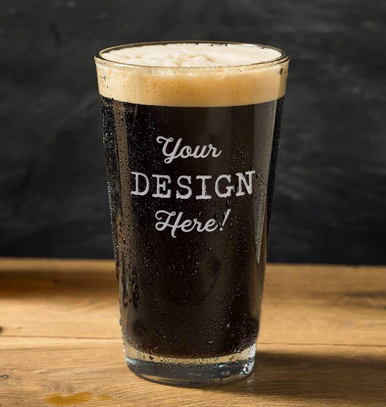 Engraved Pint Glass: Custom Logo Beer Glass - 16 Oz - Etsy