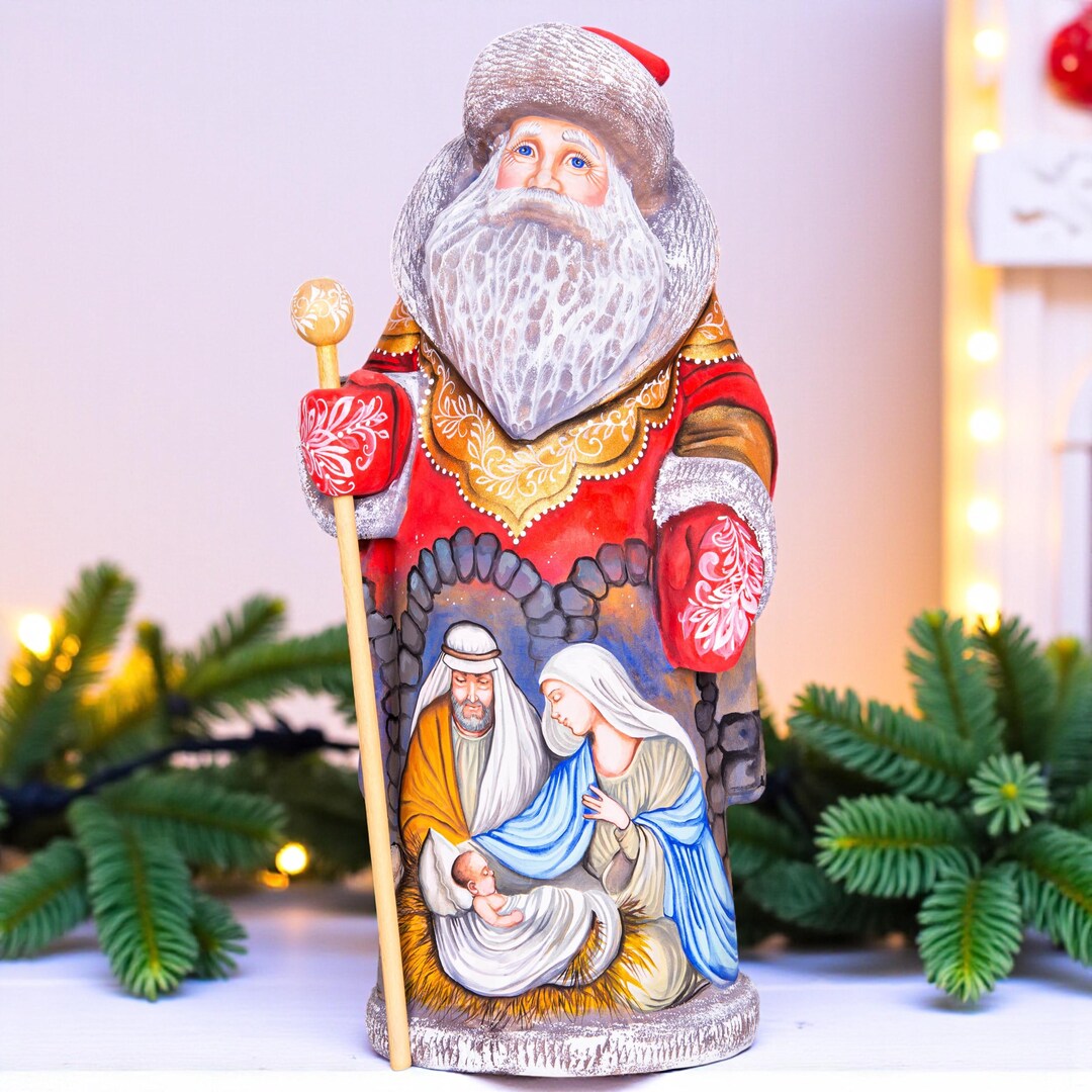 Father Christmas Statue 12", Holy Family, Artist Painted, Old World - Etsy