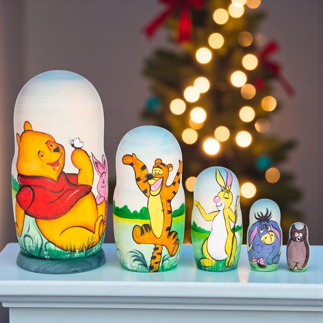 Winnie the Pooh Nesting Dolls 7 Inch, Wooden Matryoshka Set of 5, Kids ...
