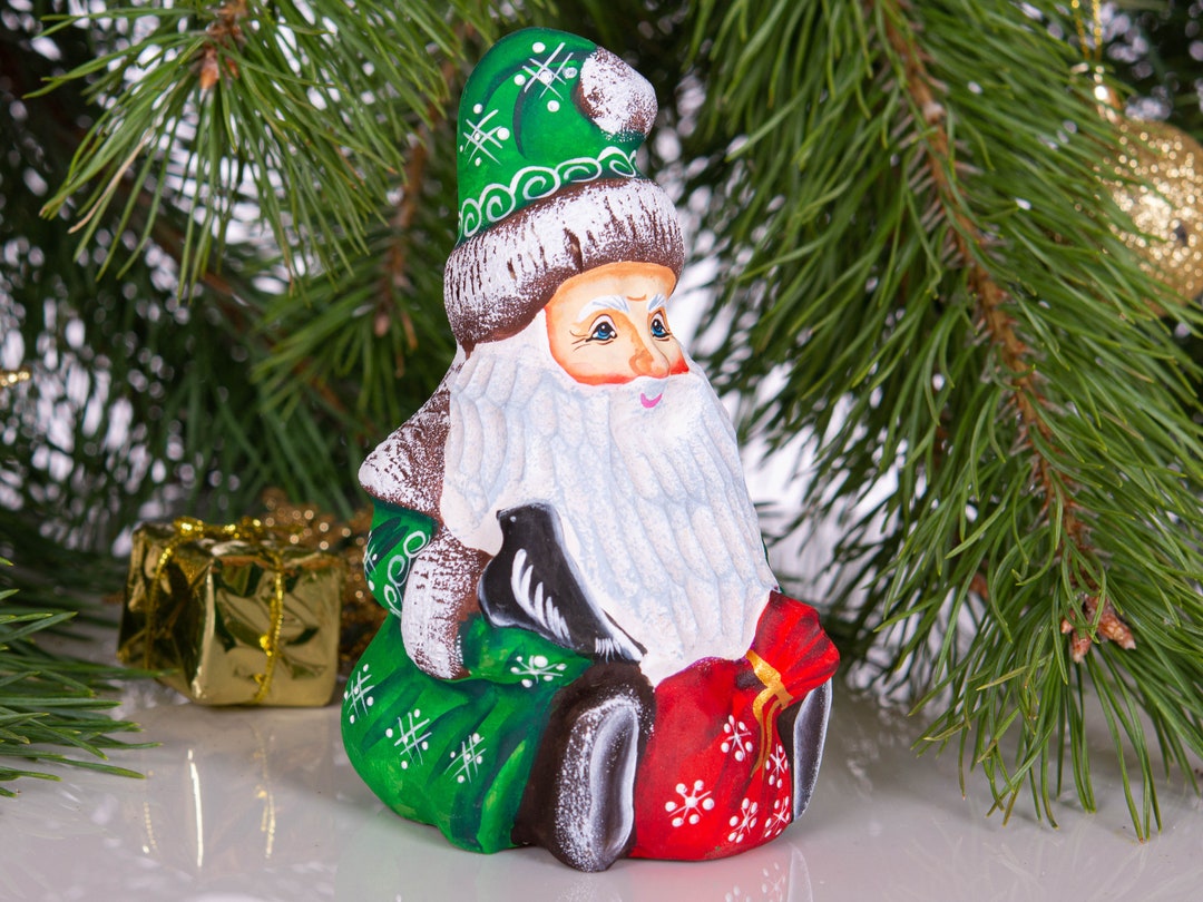 Wooden Hand Carved Santa Claus Figurine 5, Handmade Christmas Home ...