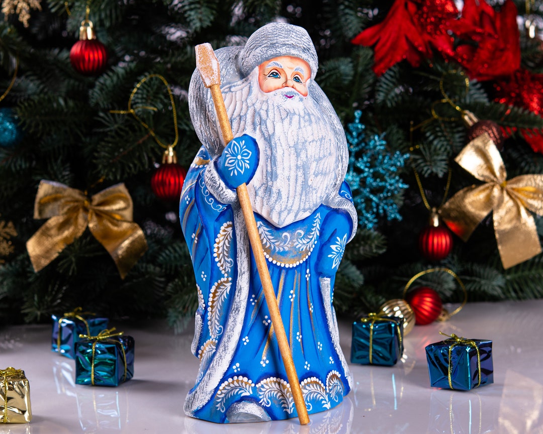 Wooden Hand Carved Santa Claus Figurine 9, Handmade Christmas Holiday ...