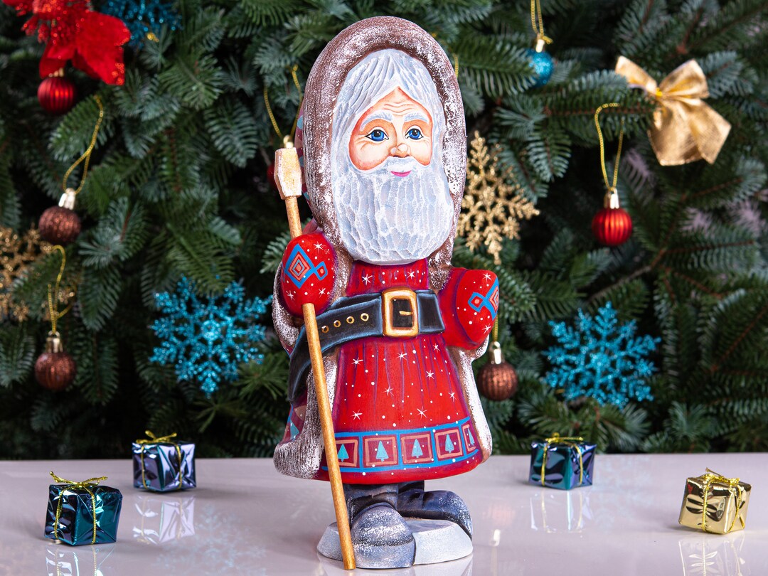 Wooden Hand Carved Santa Claus Figurine 11, Handmade Christmas Home ...