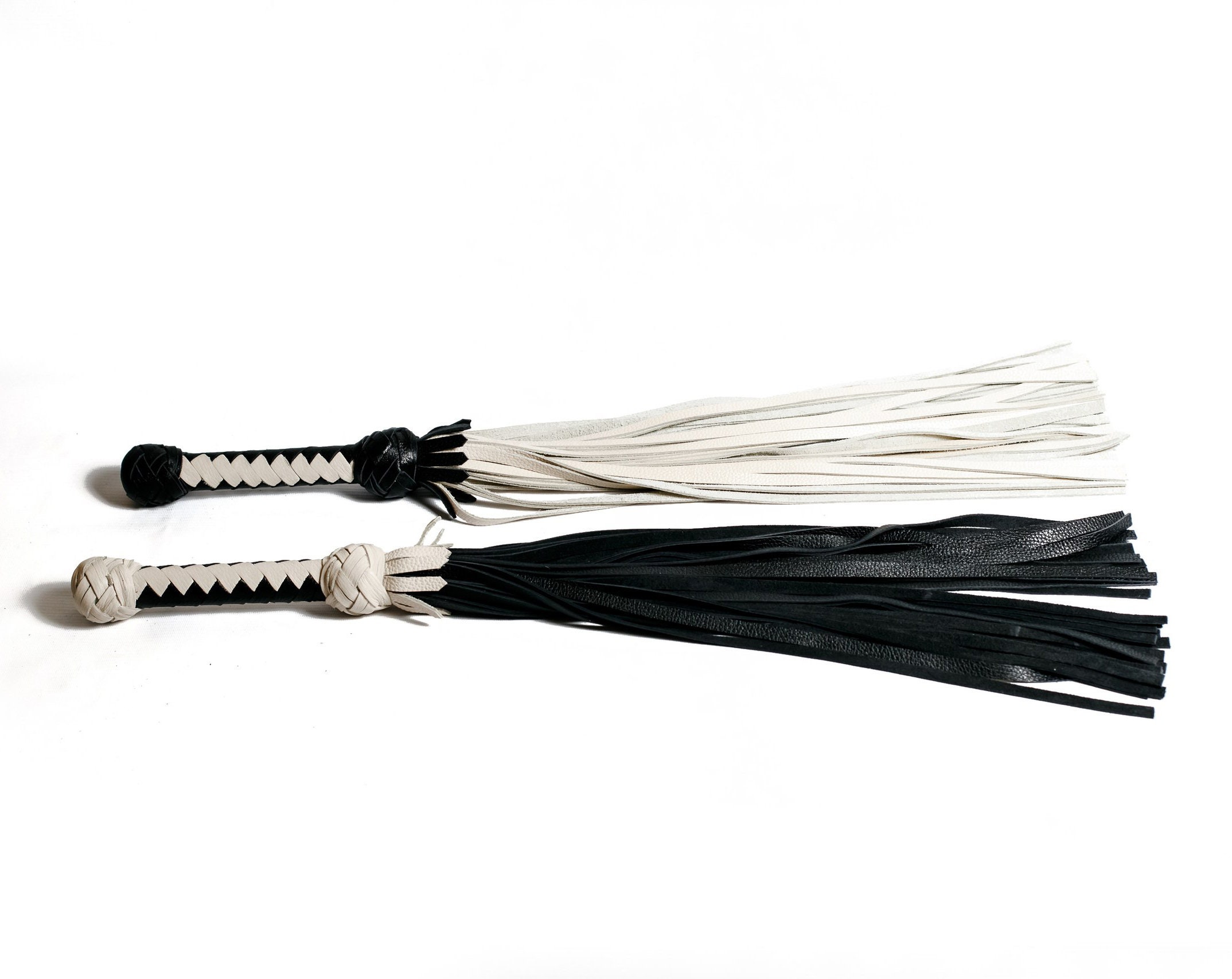 Leather flogger set: pair of BDSM floggers / leather flog | Etsy