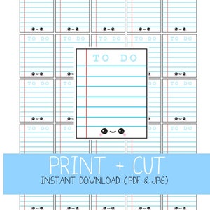 PRINTABLE Kawaii Notebook Paper to Do Planner Stickers Full Box Cute ...
