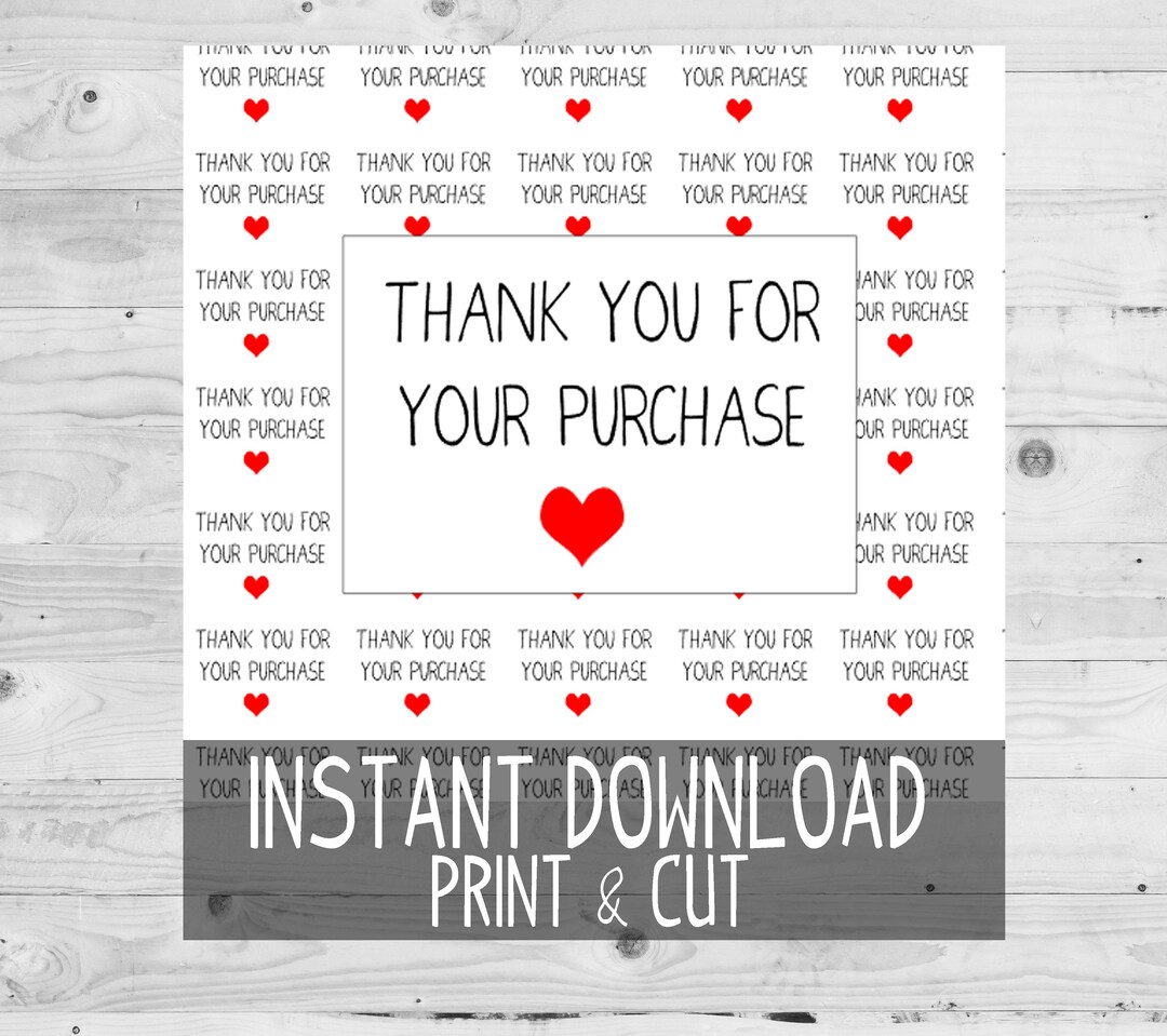 PRINTABLE Thank You for Your Purchase Rectangle Stickers Cut Yourself ...