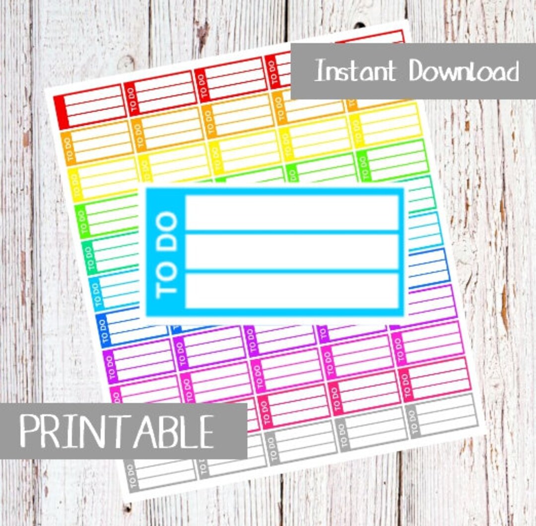 PRINTABLE Rainbow to Do Planner Stickers Instant Download Tasks to Do ...
