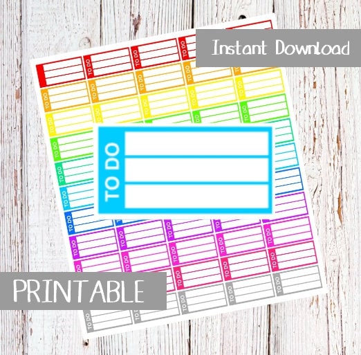 PRINTABLE Rainbow to Do Planner Stickers Instant Download Tasks to Do ...