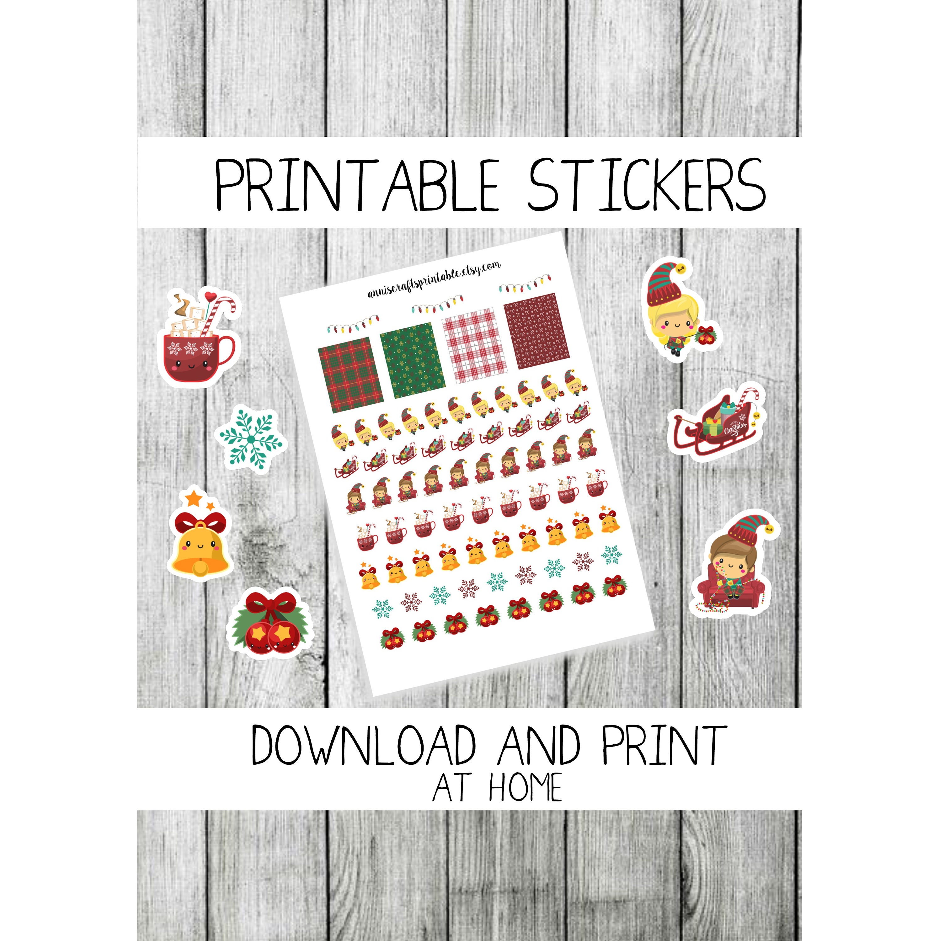 PRINTABLE Christmas Stickers Planner Cute Kawaii Planner Stickers ...