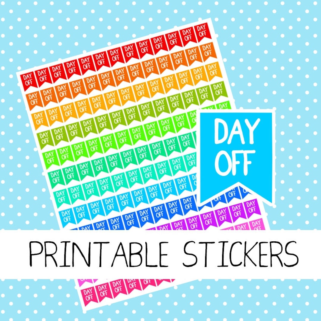 PRINTABLE Rainbow Day off Planner Stickers Work Flag Planner Stickers ...