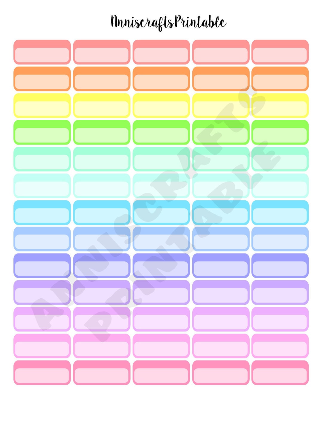 PRINTABLE Rainbow Blank Planner Stickers Highlight Box Header Stickers ...