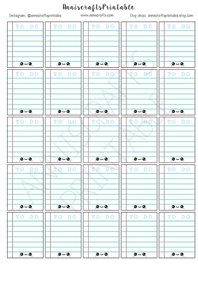 PRINTABLE Kawaii Notebook Paper to Do Planner Stickers Full Box Cute ...