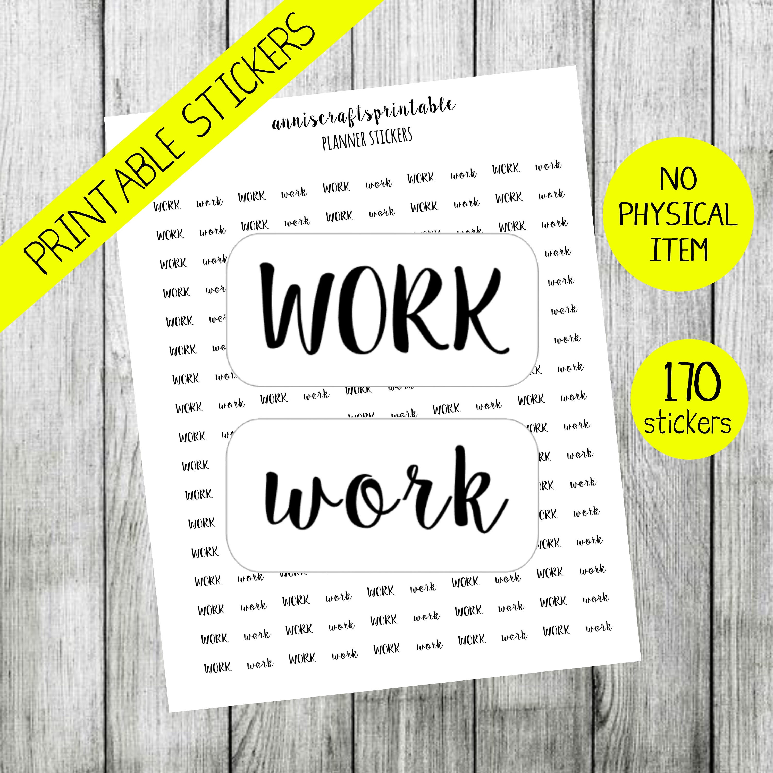PRINTABLE Work Planner Stickers Handwritten Font Planner Stickers ...