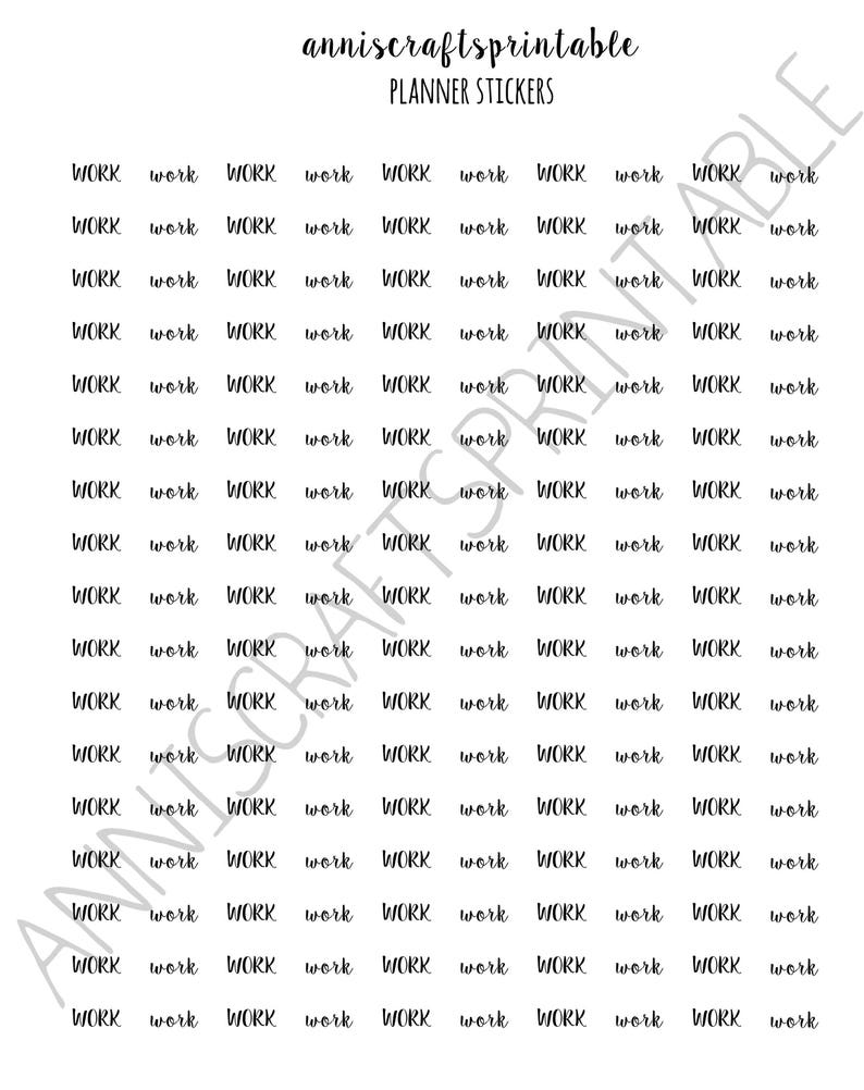 PRINTABLE Work Planner Stickers Handwritten Font Planner Stickers ...