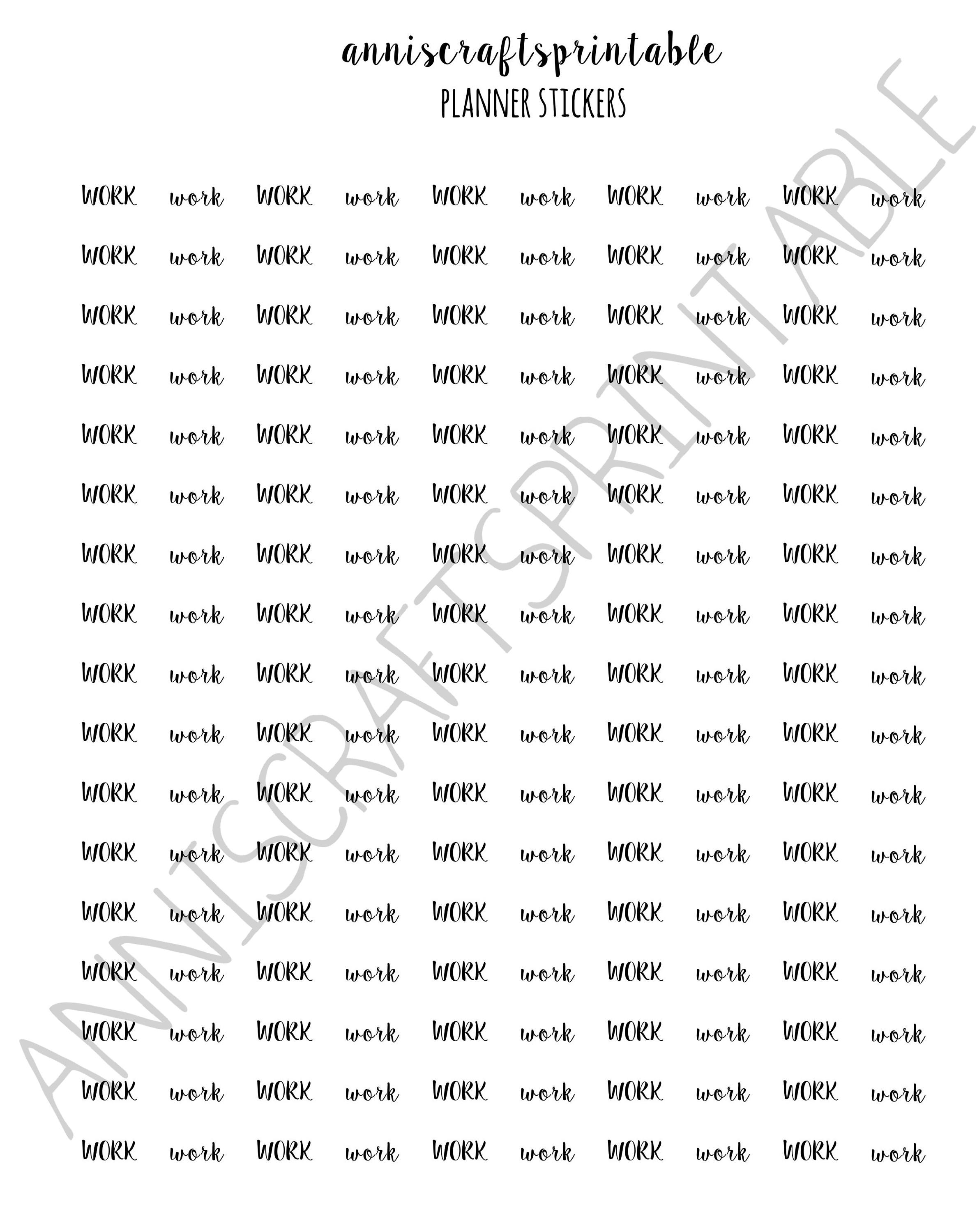 PRINTABLE Work Planner Stickers Handwritten Font Planner Stickers ...