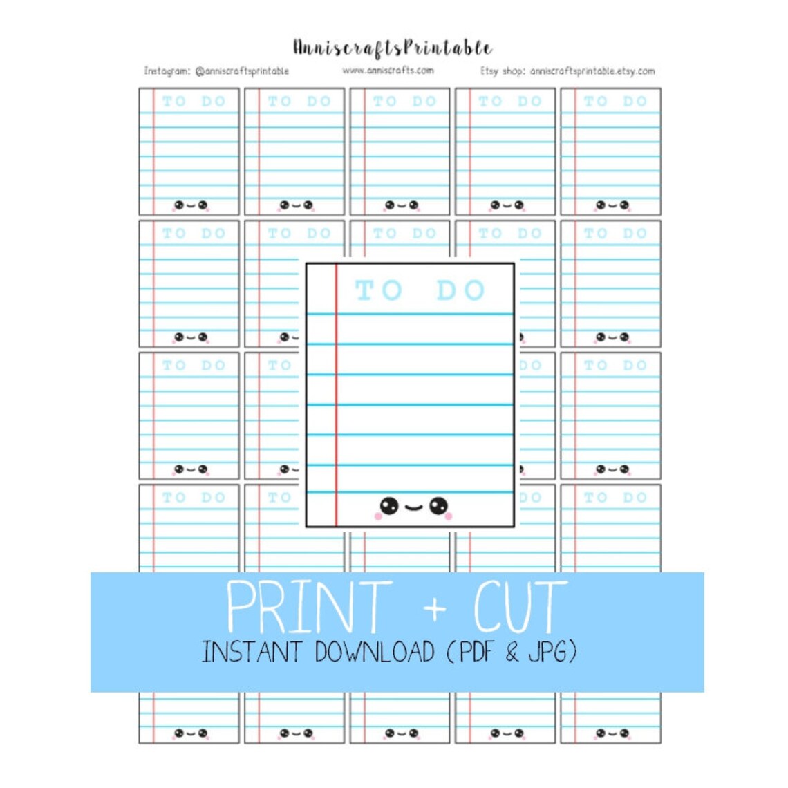 PRINTABLE Kawaii Notebook Paper to Do Planner Stickers Full Box Cute ...