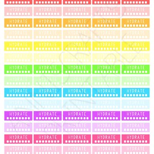 PRINTABLE Rainbow Hydrate Planner Stickers Daily Water Intake Tracker ...