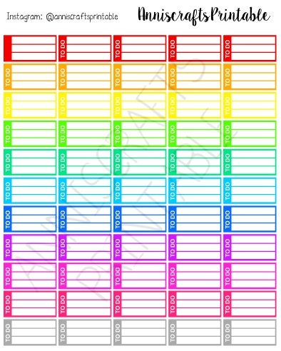 PRINTABLE Rainbow to Do Planner Stickers Instant Download Tasks to Do ...