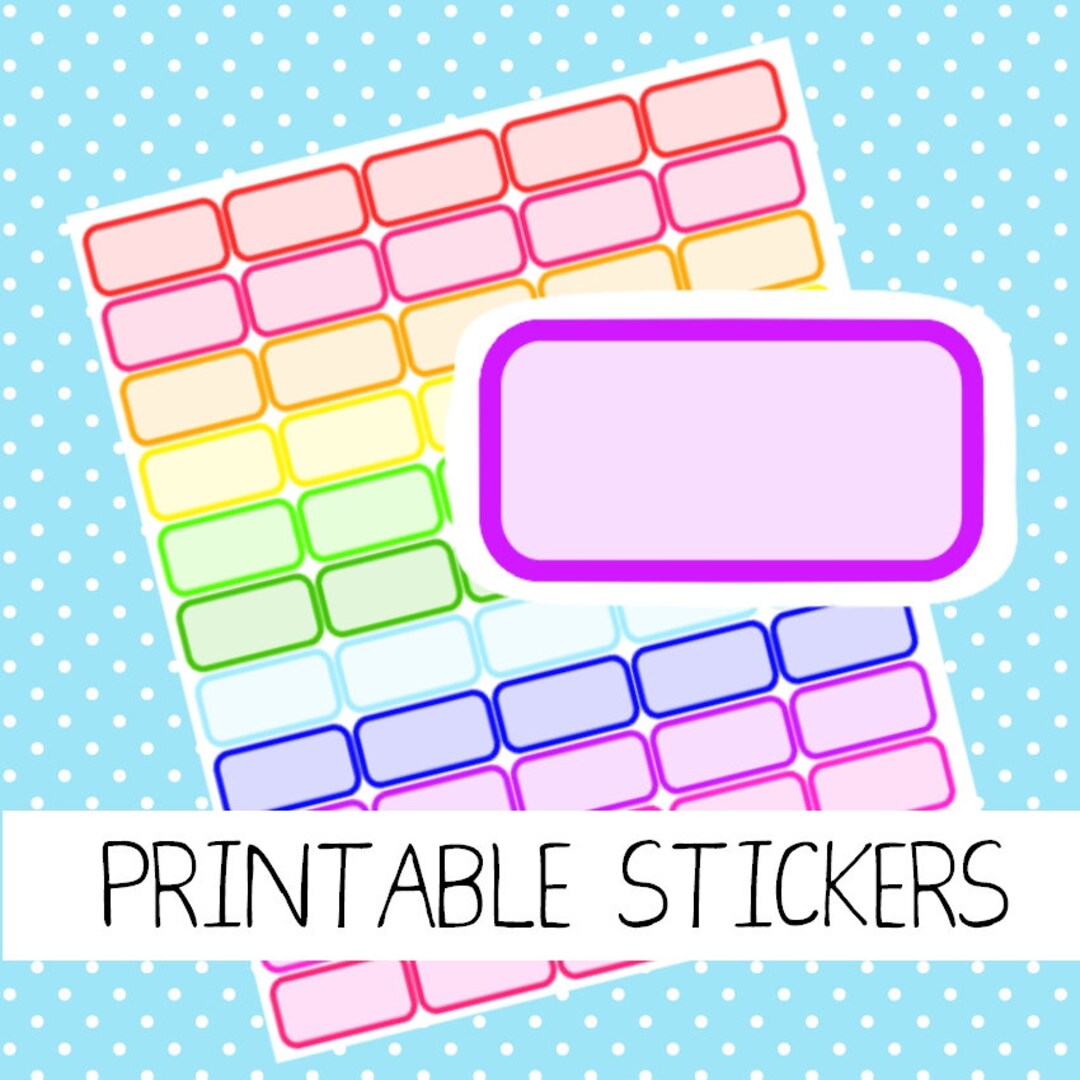 PRINTABLE Rainbow Half Box Planner Stickers Colorful Pastel Functional ...
