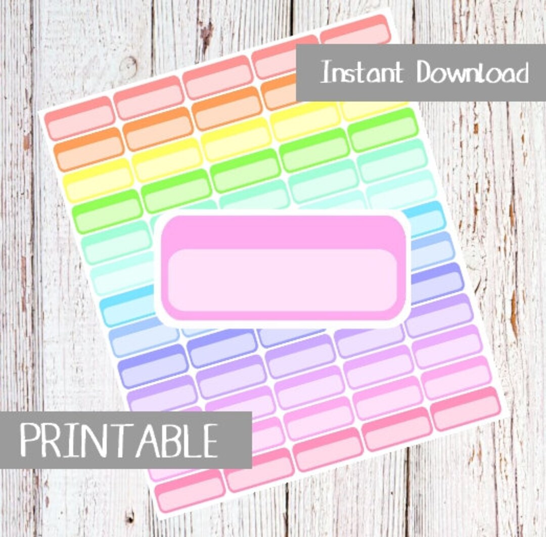 PRINTABLE Rainbow Blank Planner Stickers Highlight Box Header Stickers ...