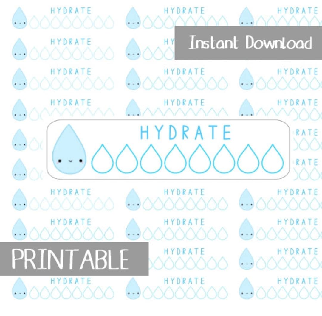 PRINTABLE Hydrate Planner Stickers Digital Download Happy Planner ...