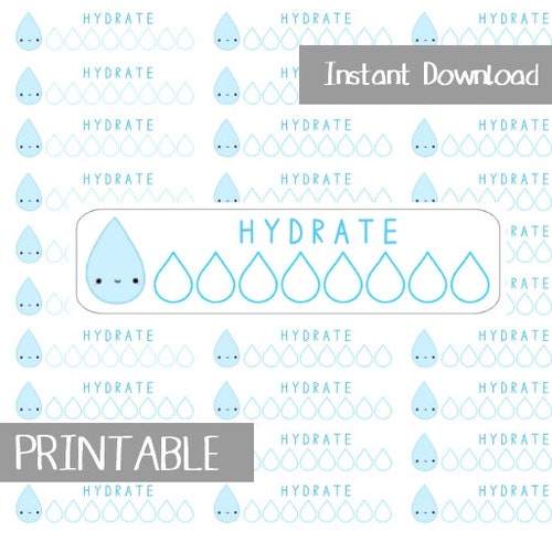 PRINTABLE Hydrate Planner Stickers Digital Download Happy - Etsy